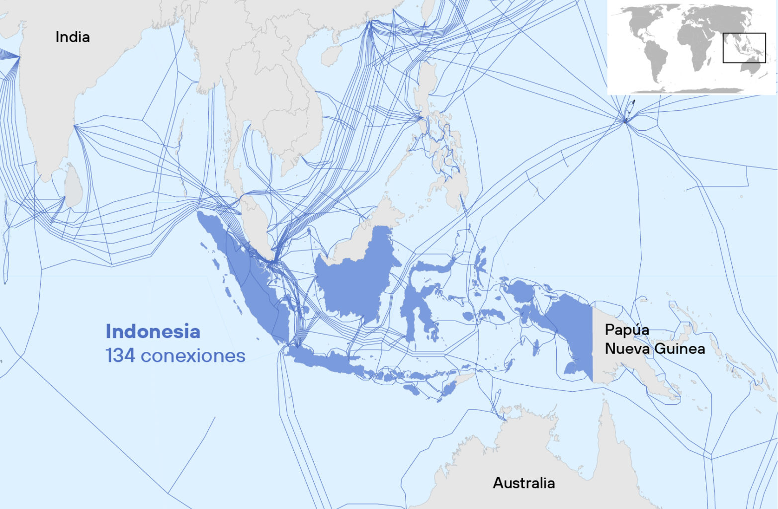 El mapa de los cables submarinos de internet. Las vías ocultas que ...